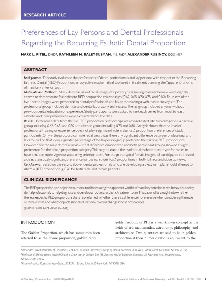 Red Proportion Paper Jerd 2016 | PDF | Dentistry | Aesthetics