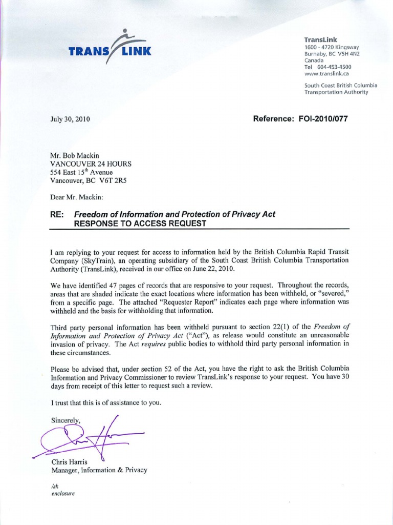 TransLink FOI SkyTrain Broken Down Train-Crash | PDF | British Columbia ...