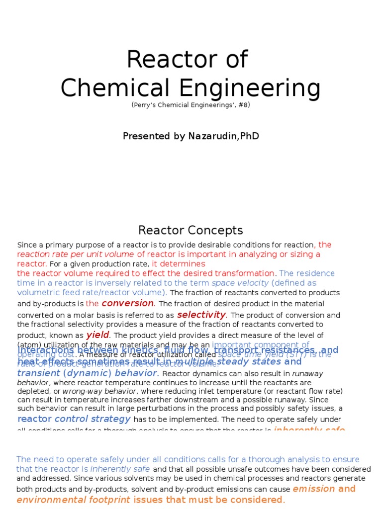 Chemical Reactor Design Guide | PDF | Chemical Reactor | Reaction Rate