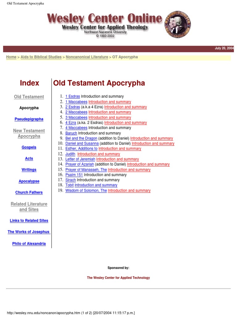 Index Old Testament Apocrypha | PDF | Jeremiah | Ancient Israel And Judah