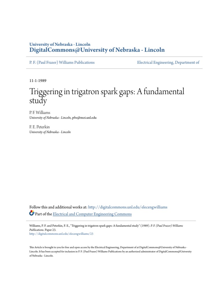Triggering in Trigatron Spark Gaps - A Fundamental Study PDF | PDF ...