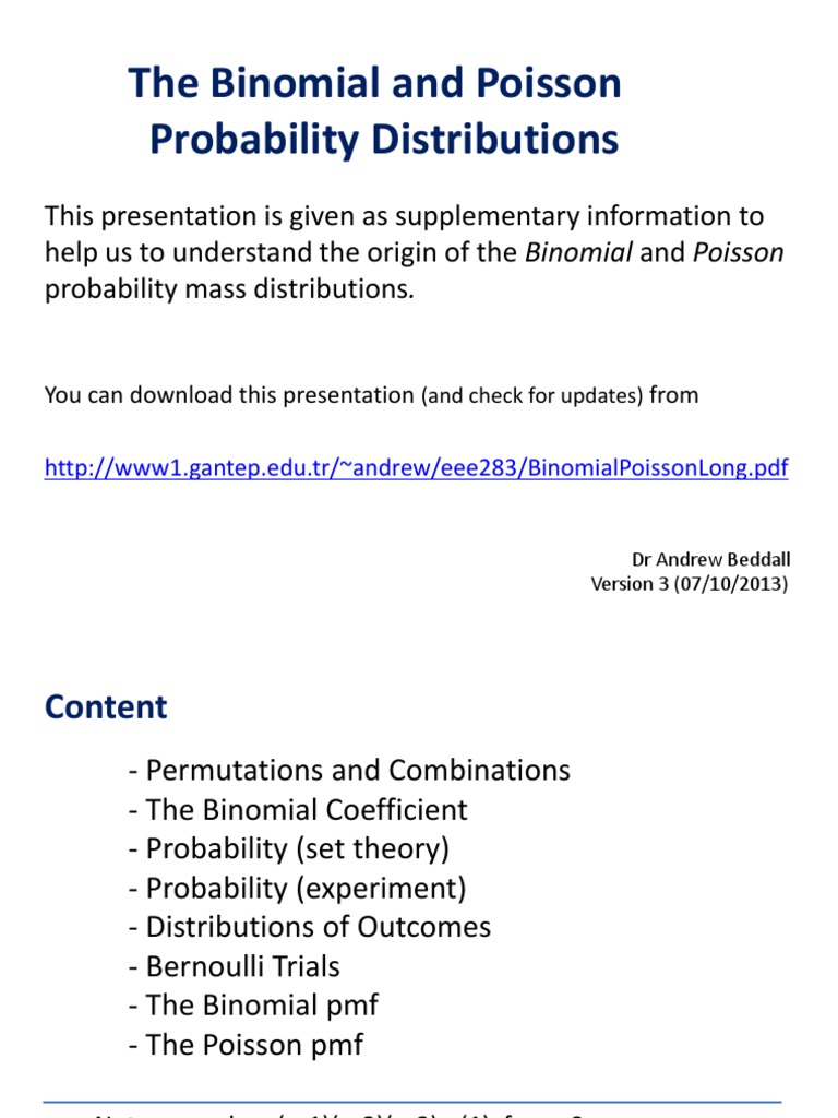 Understanding the Foundations of Probability: An Introduction to the Binomial and Poisson ...