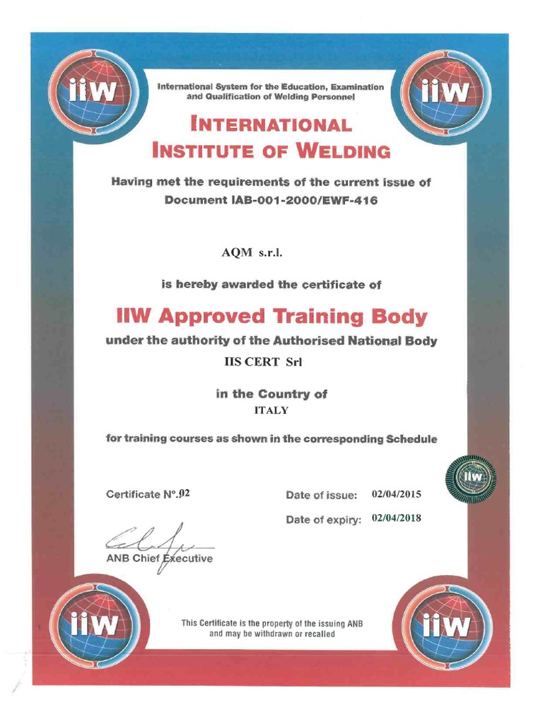 Certificazione ATB IIW-EWF 2015-2018 | PDF