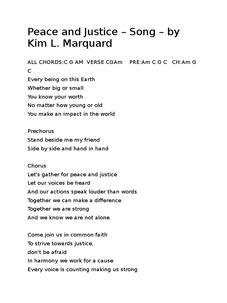 Peace and Justice Song | PDF