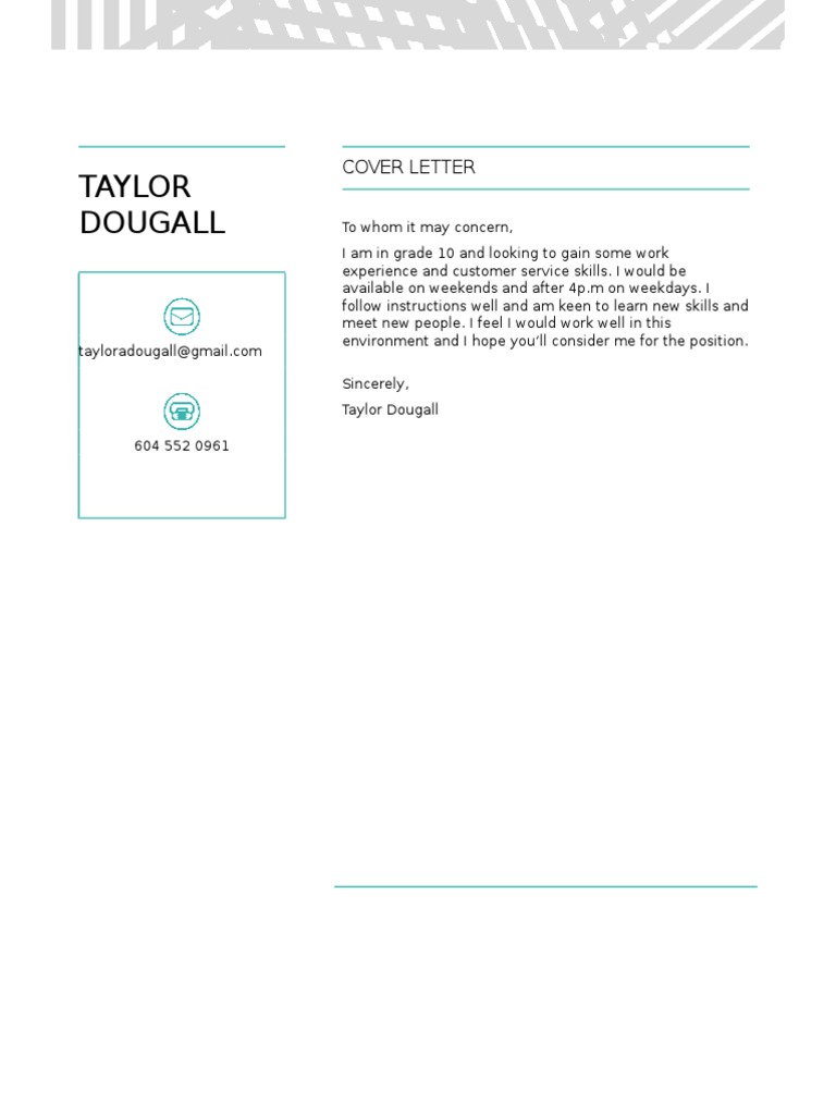 Cover Letter Taylor | PDF
