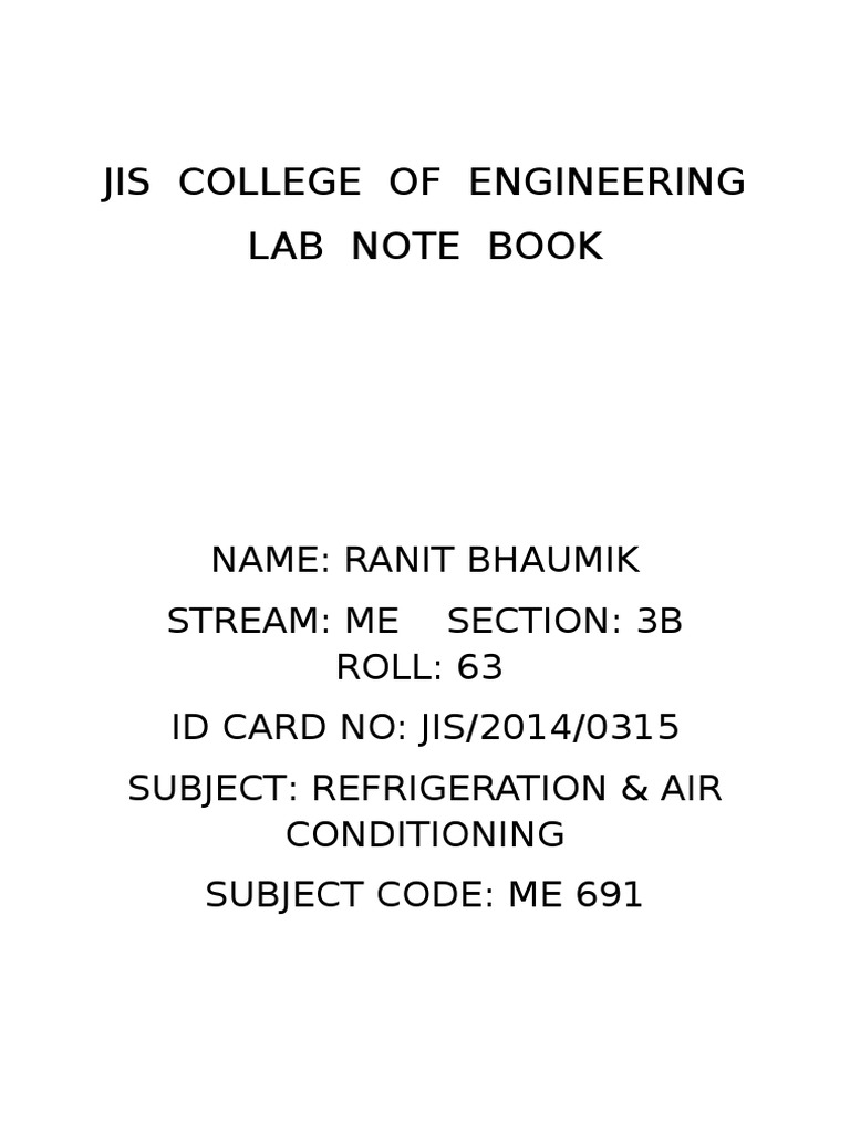 Jis College of Engineering Lab Note Book | PDF