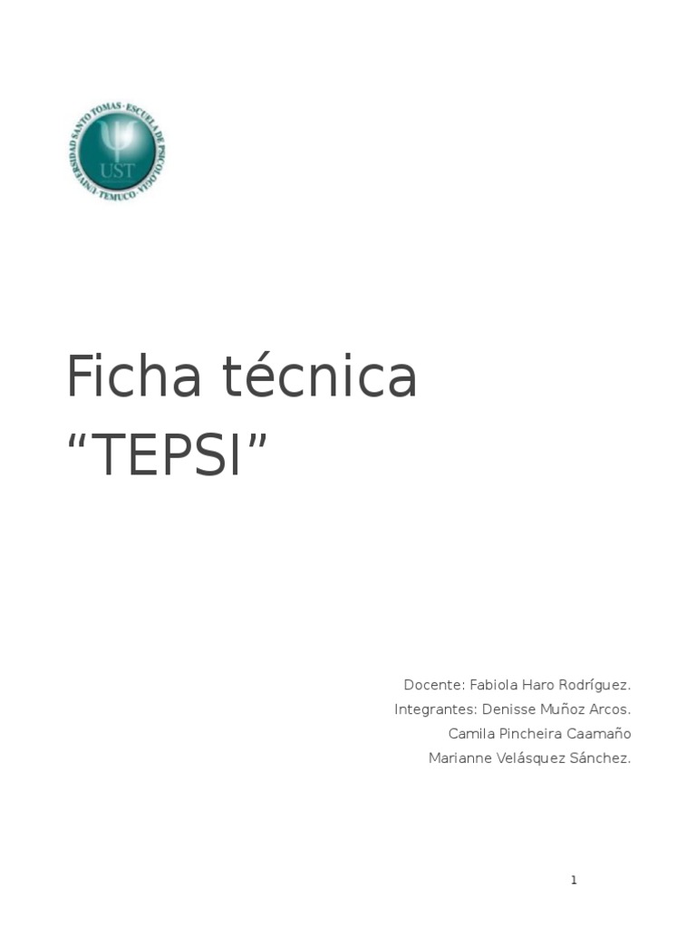 Ficha Técnica TEPSI | PDF | Sicología | Cognición