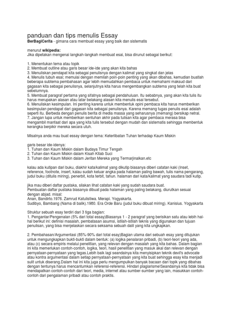 Cara Menulis Essay | PDF