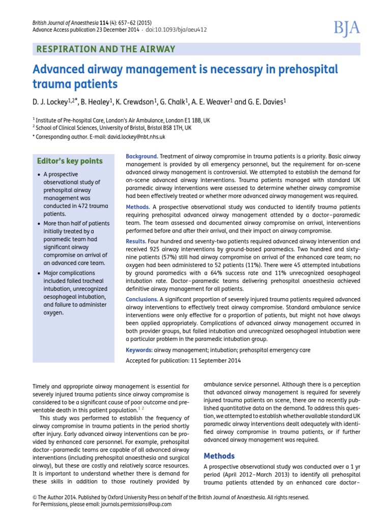 Advanced Airway Management Is Necessary in Prehospital Trauma Patients ...