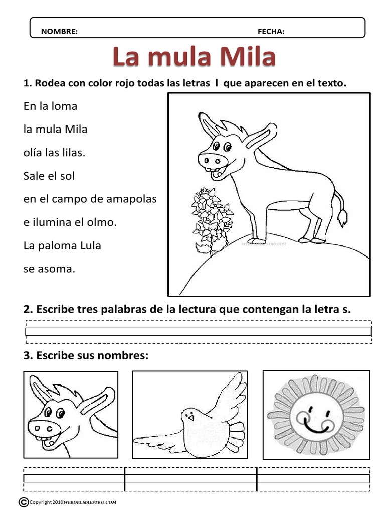 Actividades con la mula Mila | PDF