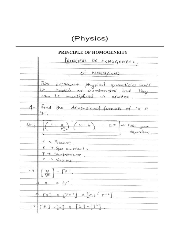 Principle of Homogeneity in Physics | PDF