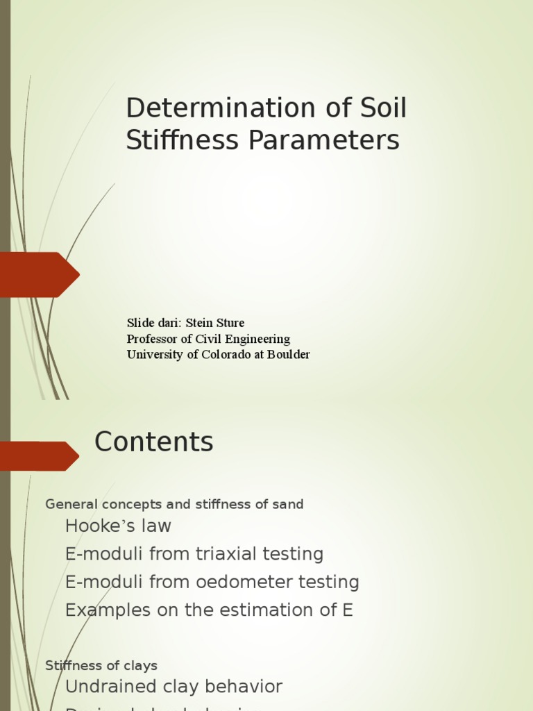 Determination of Soil Stiffness Parameters | PDF | Young's Modulus ...