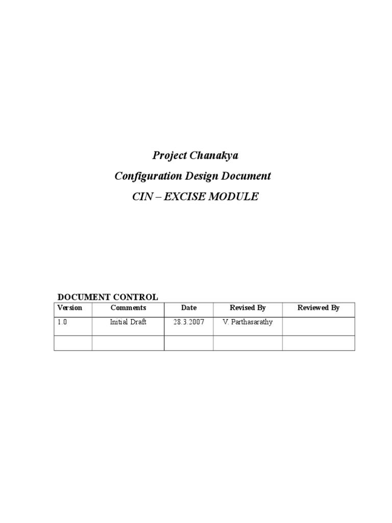 Project Chanakya Configuration Design Document Cin - Excise Module | PDF | Excise | Taxation