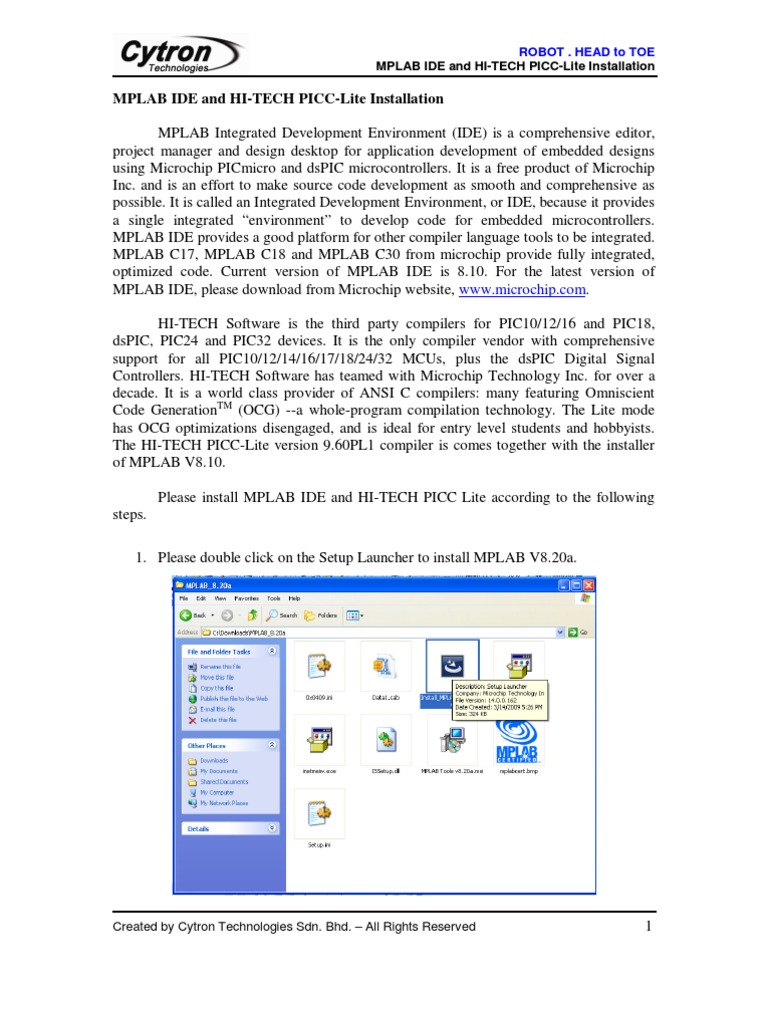 MPLAB IDE & HI-TECH PICC-Lite Setup | PDF | Integrated Development ...