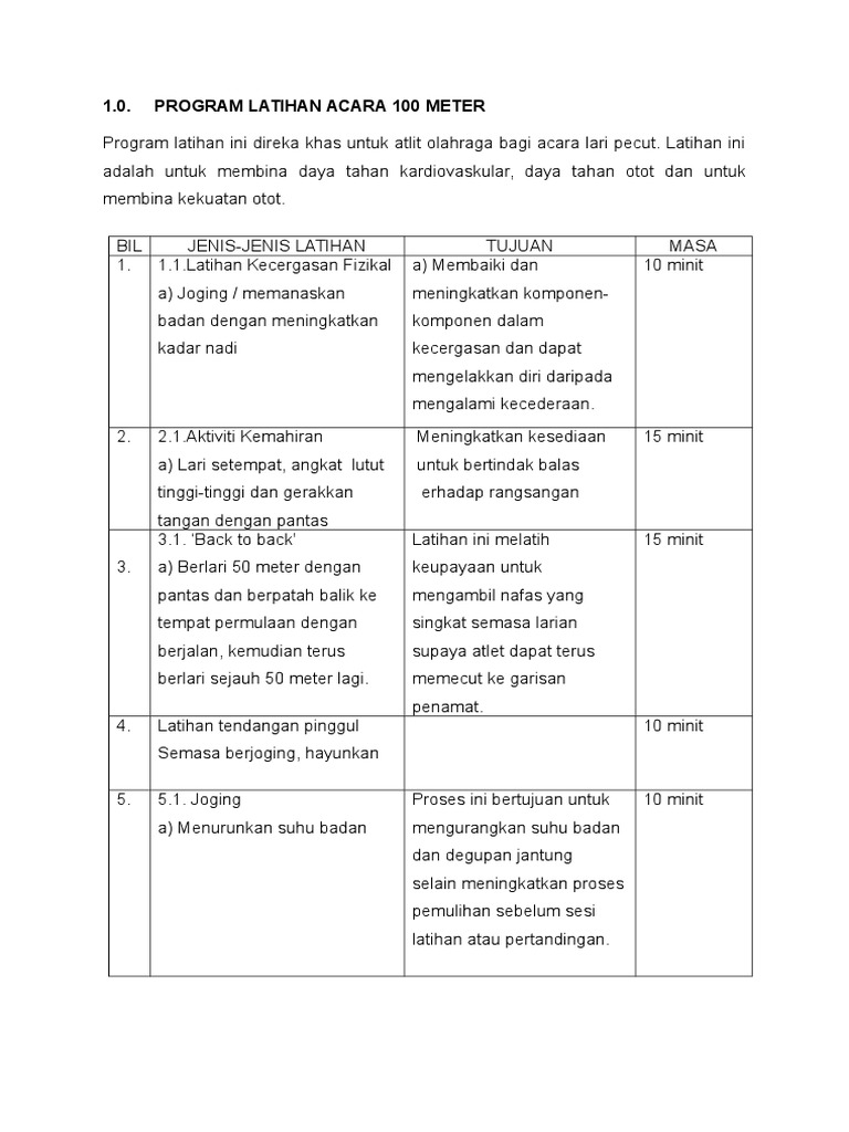 Sesi Latihan Acara 100 Meter | PDF
