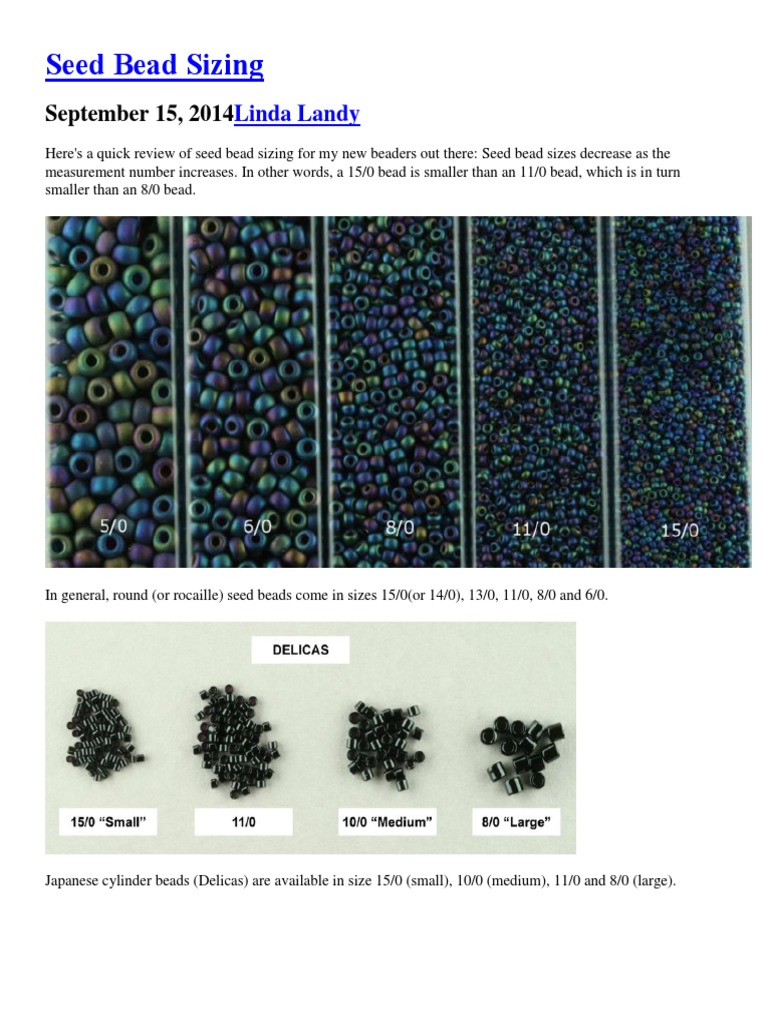 Seed Bead Sizing Guide | PDF