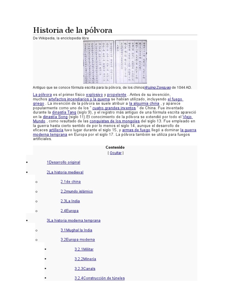 Historia de La Pólvora | PDF | Pólvora | Pirotécnica