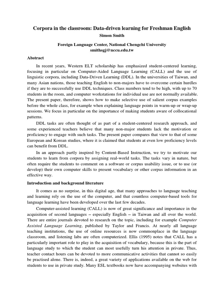 Corpora in The Classroom | Download Free PDF | Second Language | Language Acquisition