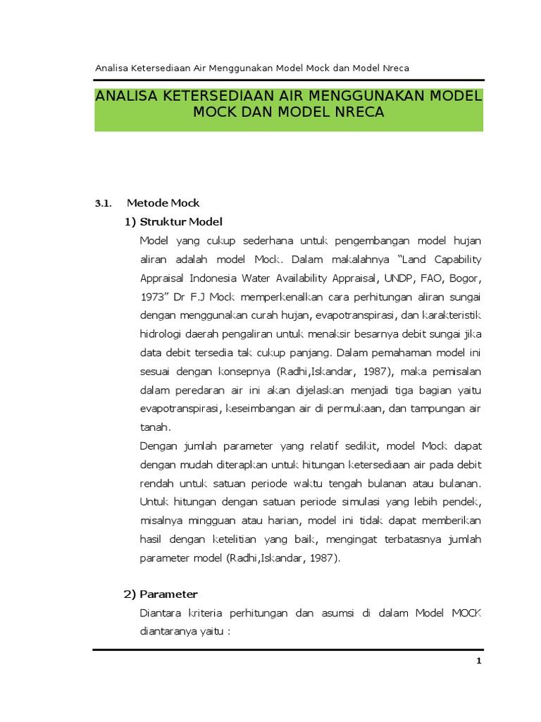Analisa Model Nreca Dan Mock | PDF