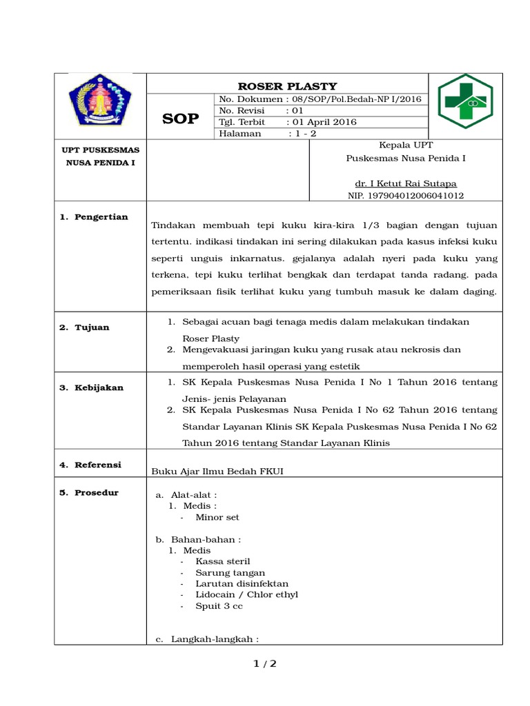 SOP Roser Plasty | PDF