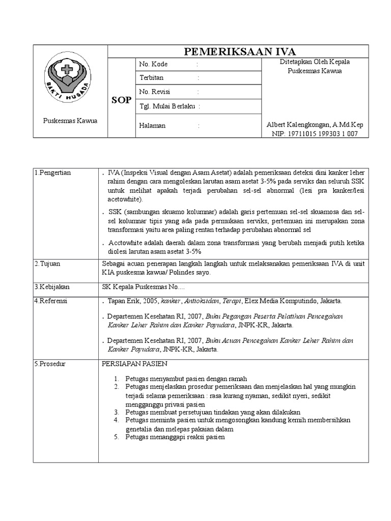 Sop Pemeriksaan Iva | PDF