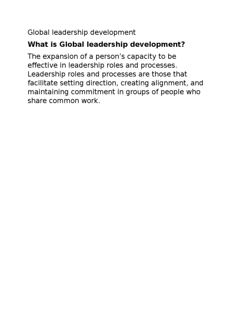Global Leadership Development | PDF