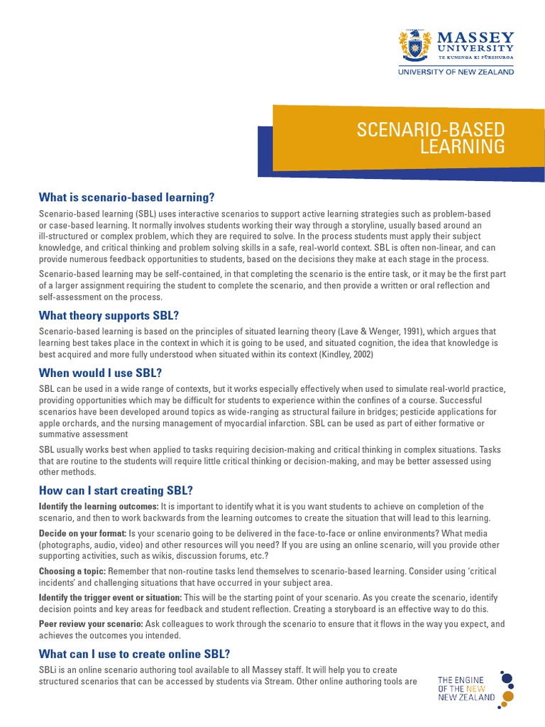 Scenario Based Learning PDF | Download Free PDF | Quality Of Life | Learning