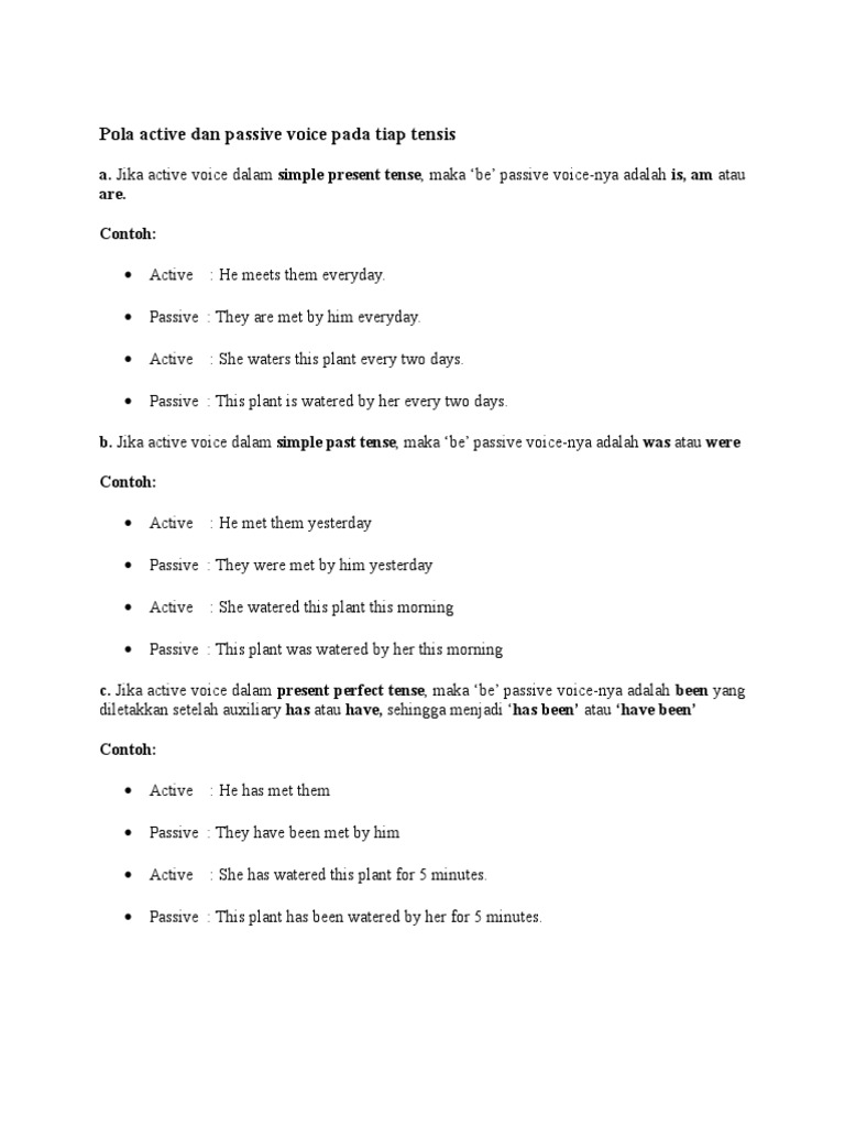 Pola active dan passive voice | PDF | Grammatical Tense | Syntax