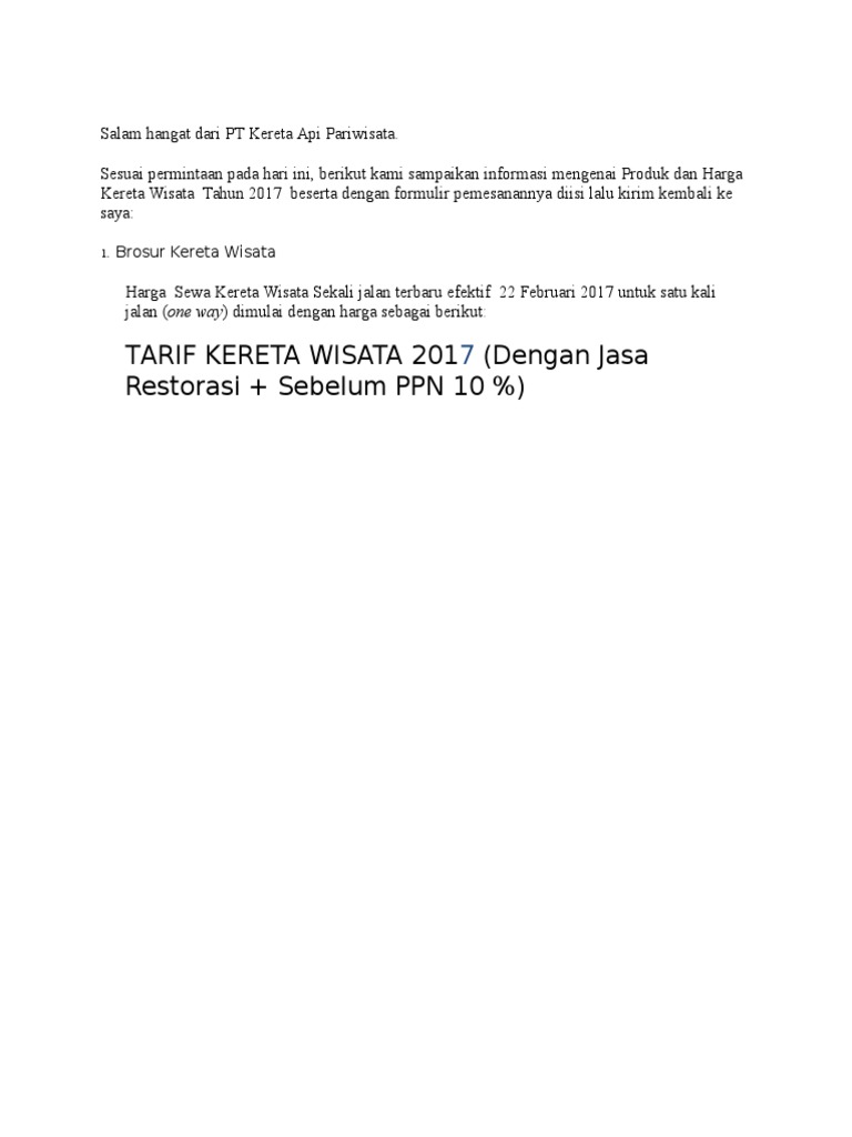 Brosur Kereta Wisata | PDF