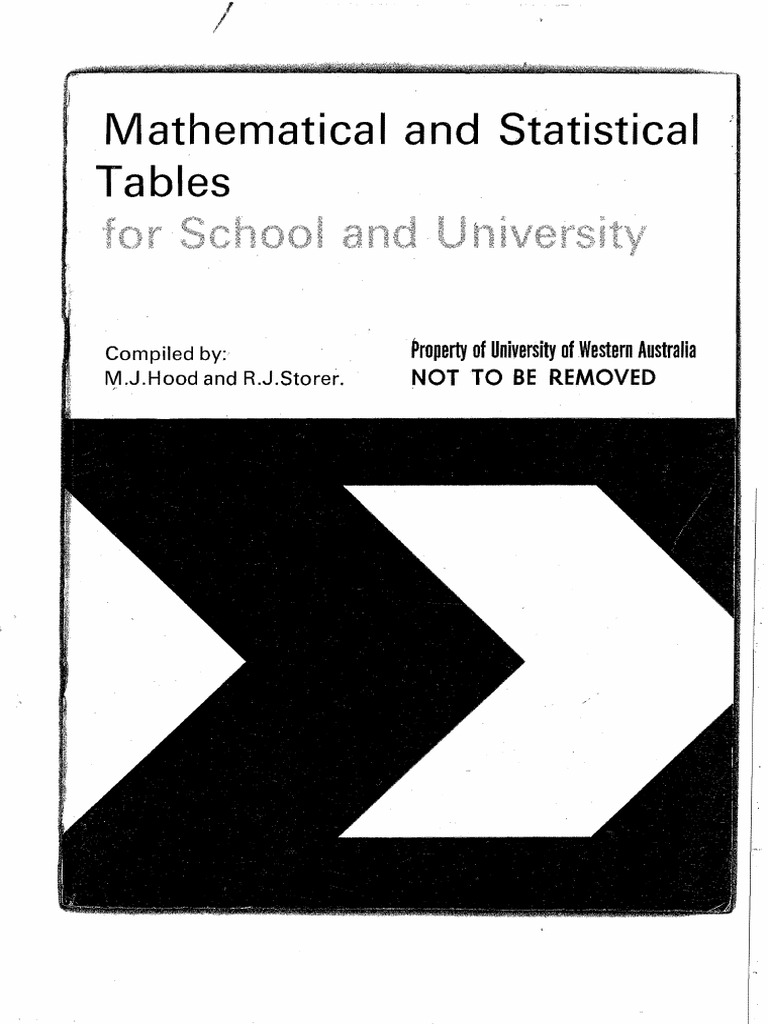 Mathematical and Statistical .' Tables: Property of University of ...