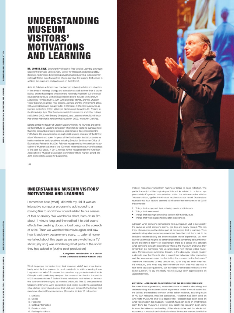John Falk Understanding Museum Visitors Motivations and Learning | PDF | Museum | Identity ...