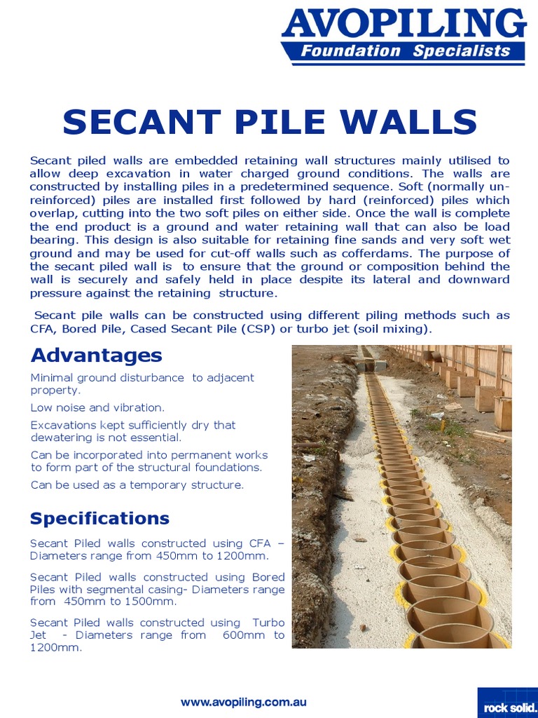 Cased Secant Pile-Avopiling | PDF | Deep Foundation | Building Technology
