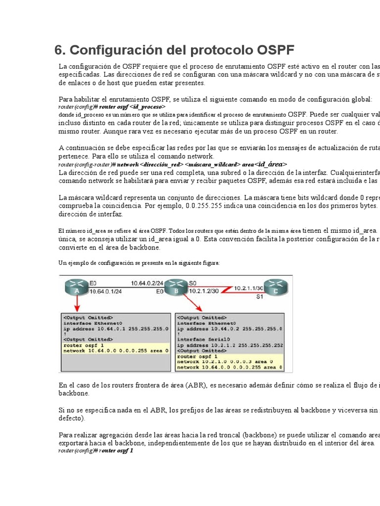 Configuracion Protocolo Ospf | PDF | Enrutador (Computación) | Redes de computadoras