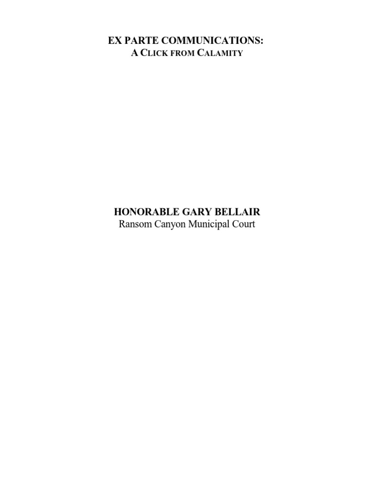 Ex Parte Communications: Calamity With A Click | PDF | Ex Parte ...