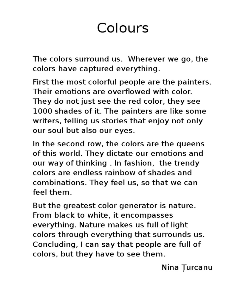 Essay Colours | PDF