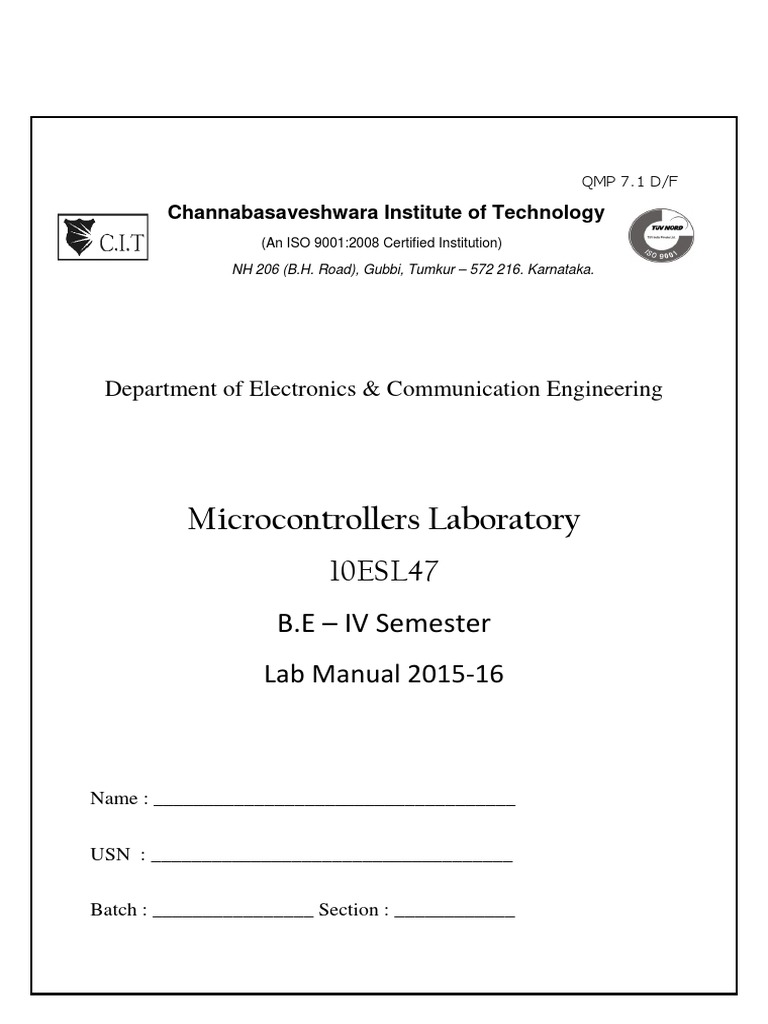 MC 10ESL47 Lab Manual | PDF | Electric Motor | Microprocessor