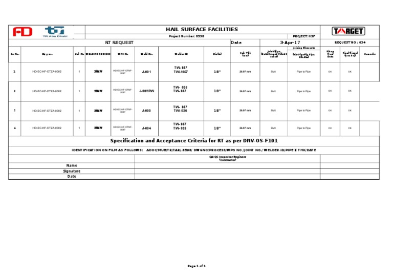 RT Request-034 On 03-04-2017 | PDF | Pipe (Fluid Conveyance) | Welding
