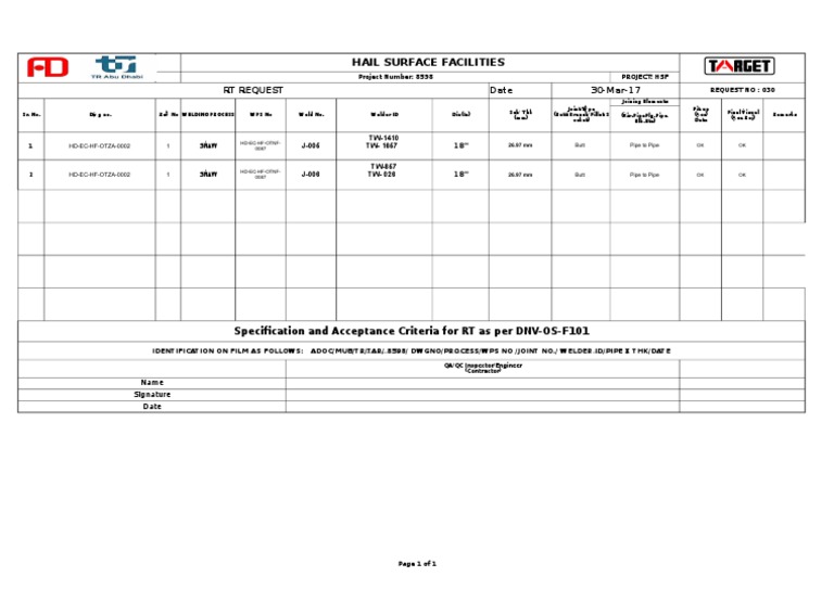 RT Request-030 On 30-03-2017 | PDF | Pipe (Fluid Conveyance) | Welding