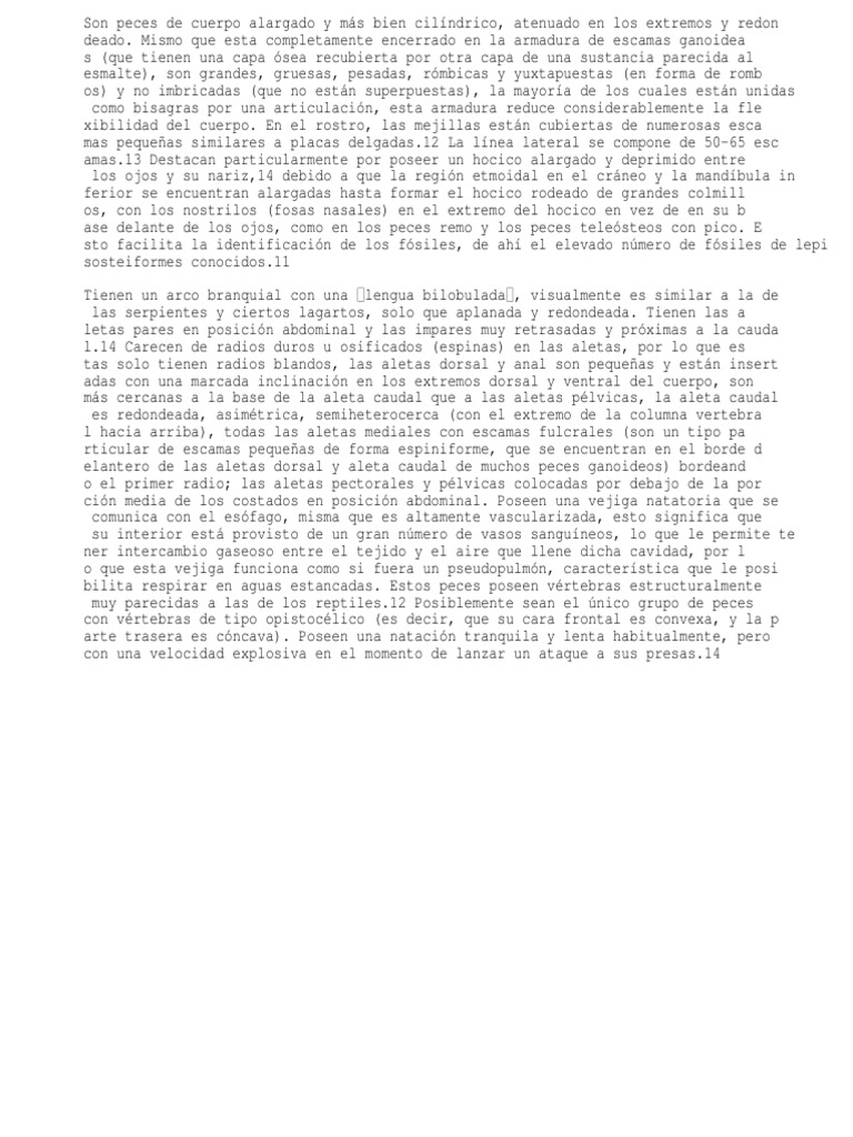 Peces Ganoideos: Anatomía y Adaptaciones | PDF | Pescado | Naturaleza