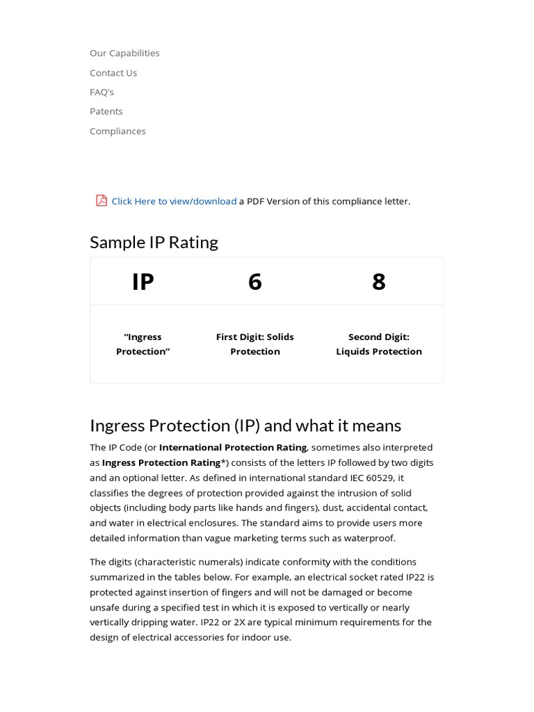IP Rating Chart Index Protection PDF | PDF | Electrical Engineering ...