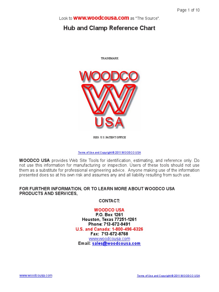 Woodco: Hub and Clamp Reference Chart | PDF | Nut (Hardware) | Screw