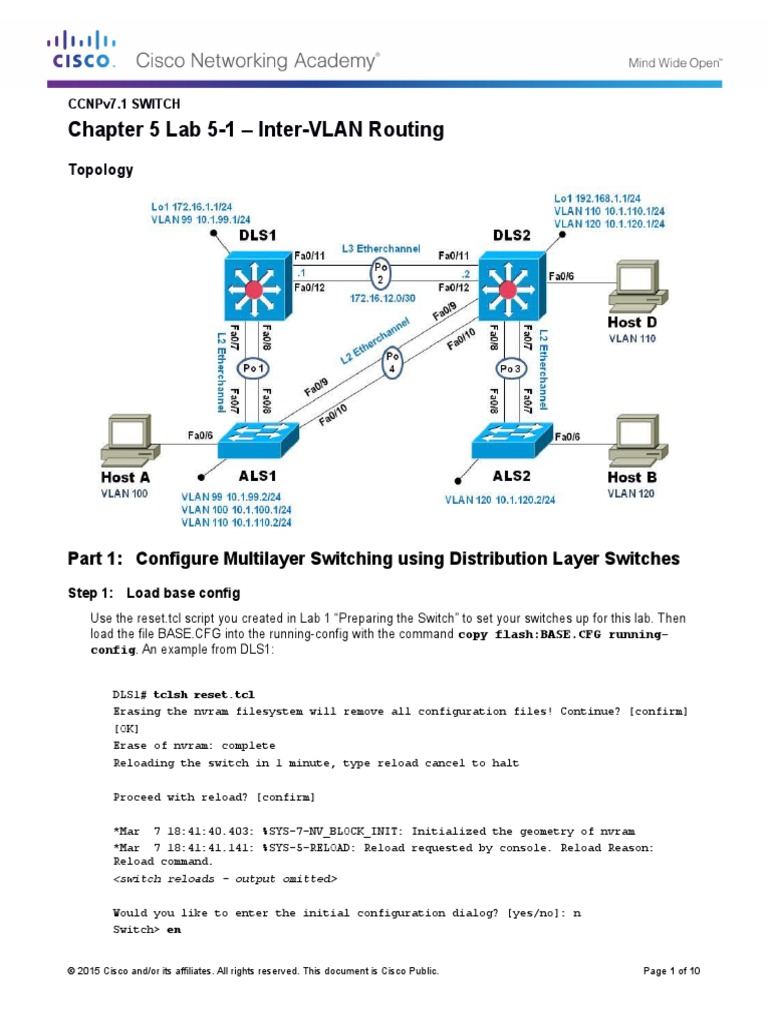 Ccnpv7.1 Switch Lab5-1 Ivl-Routing Student | PDF | Ip Address | Network Switch