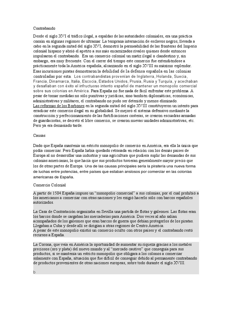 Contrabando en el Imperio Español | PDF | España | Comercio
