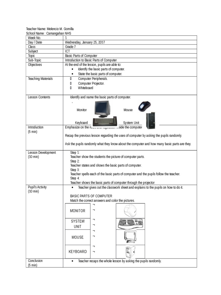 Monitor System Unit Mouse | PDF | Educational Technology | Educational ...
