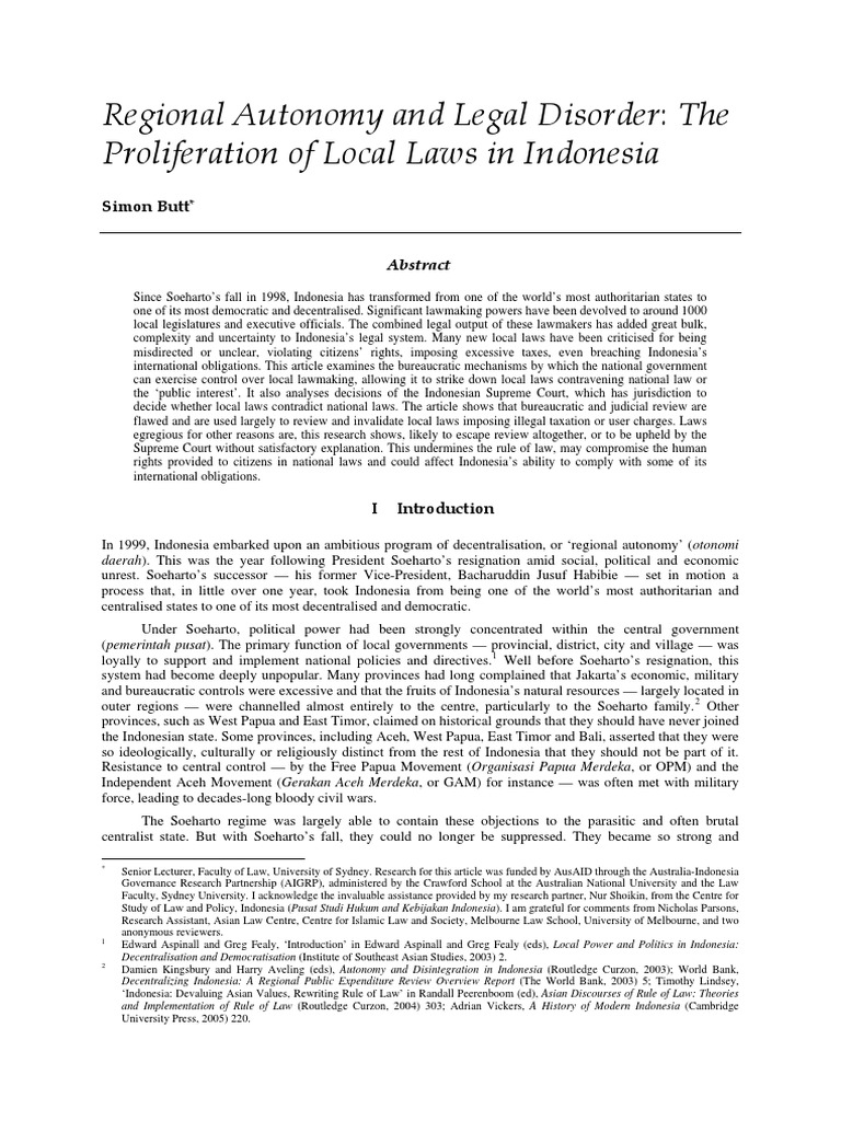 Local Law Challenges in Indonesia's Autonomy | PDF | Decentralization ...