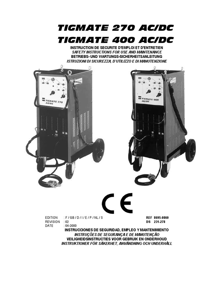Tigmate 270-400 Acdce | PDF | Electricidad de red | Conector eléctrico