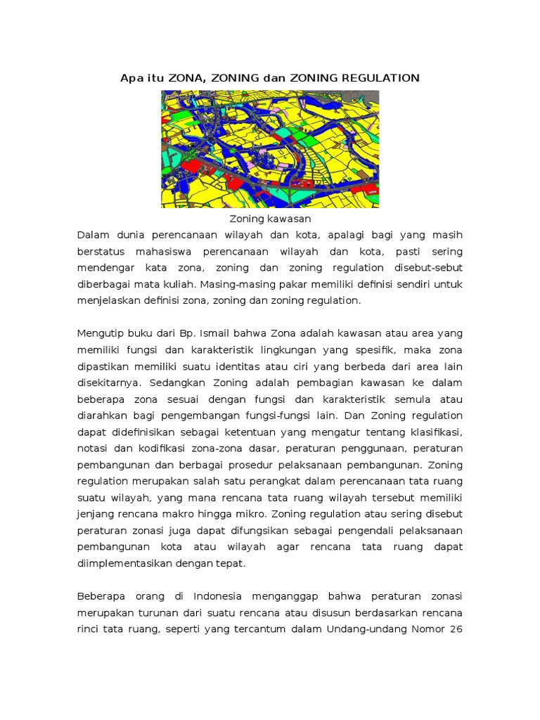 Apa Itu Zona Zoning Dan Zoning Regulation | PDF