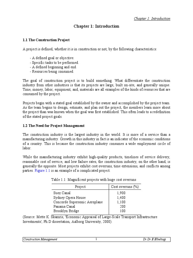 Chapter 1: Introduction: 1.1 The Construction Project | PDF ...
