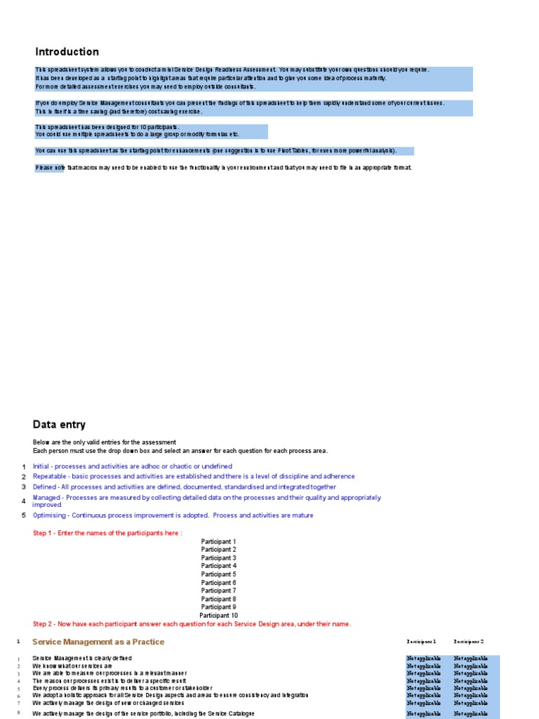 Service Design Readiness Assessment | PDF | Business Process ...