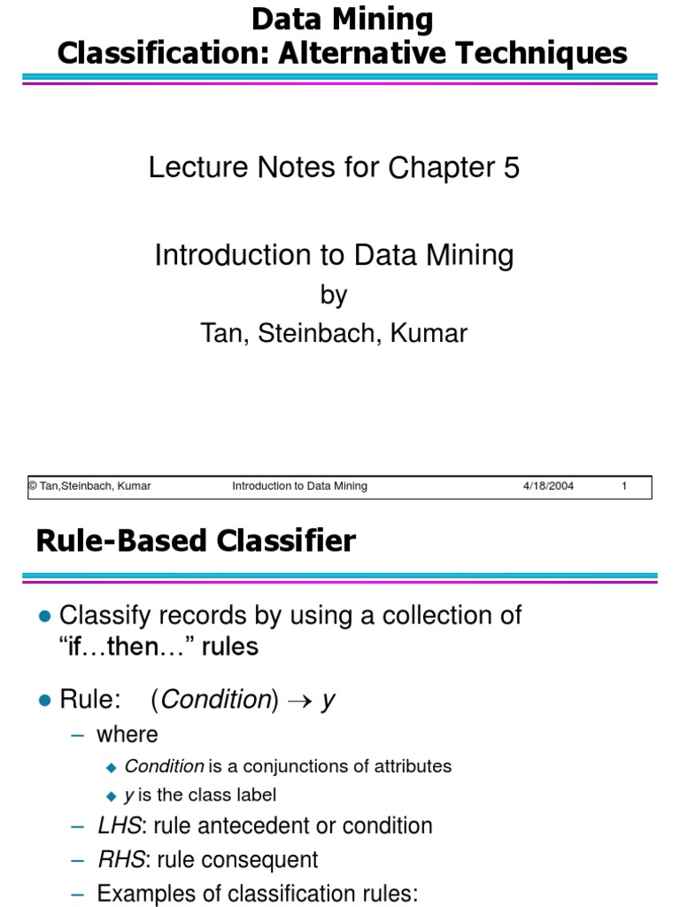 Lecture Notes For Chapter 5: by Tan, Steinbach, Kumar | PDF ...